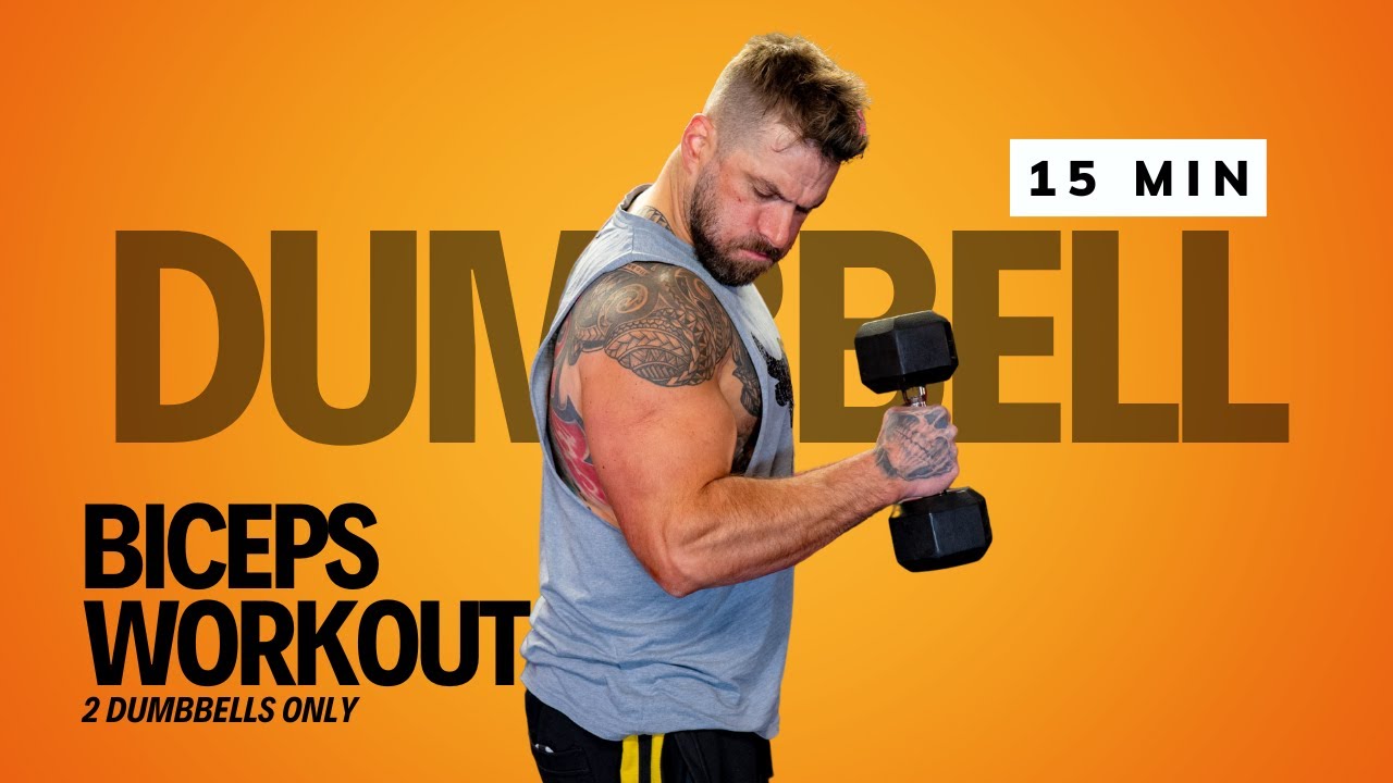15 Min BURNING Biceps Workout | 2 dumbbells only - YouTube