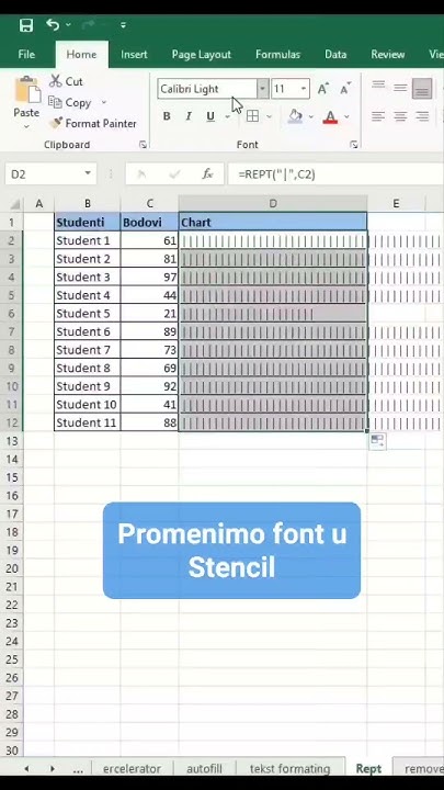 Excel Funkcija Rept Bar Chart Excel Edukacija Funkcije Youtube