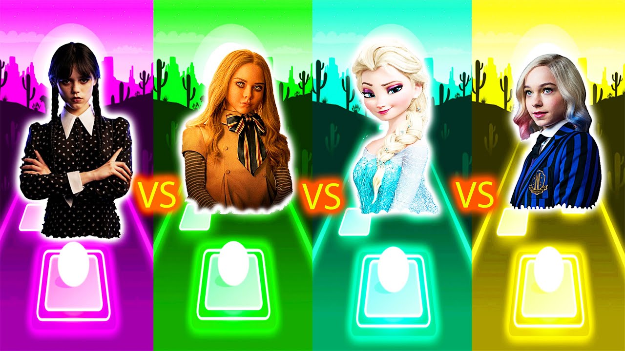 Wednesday vs M3gan vs Elsa vs Emma Myers - Tiles Hop - YouTube
