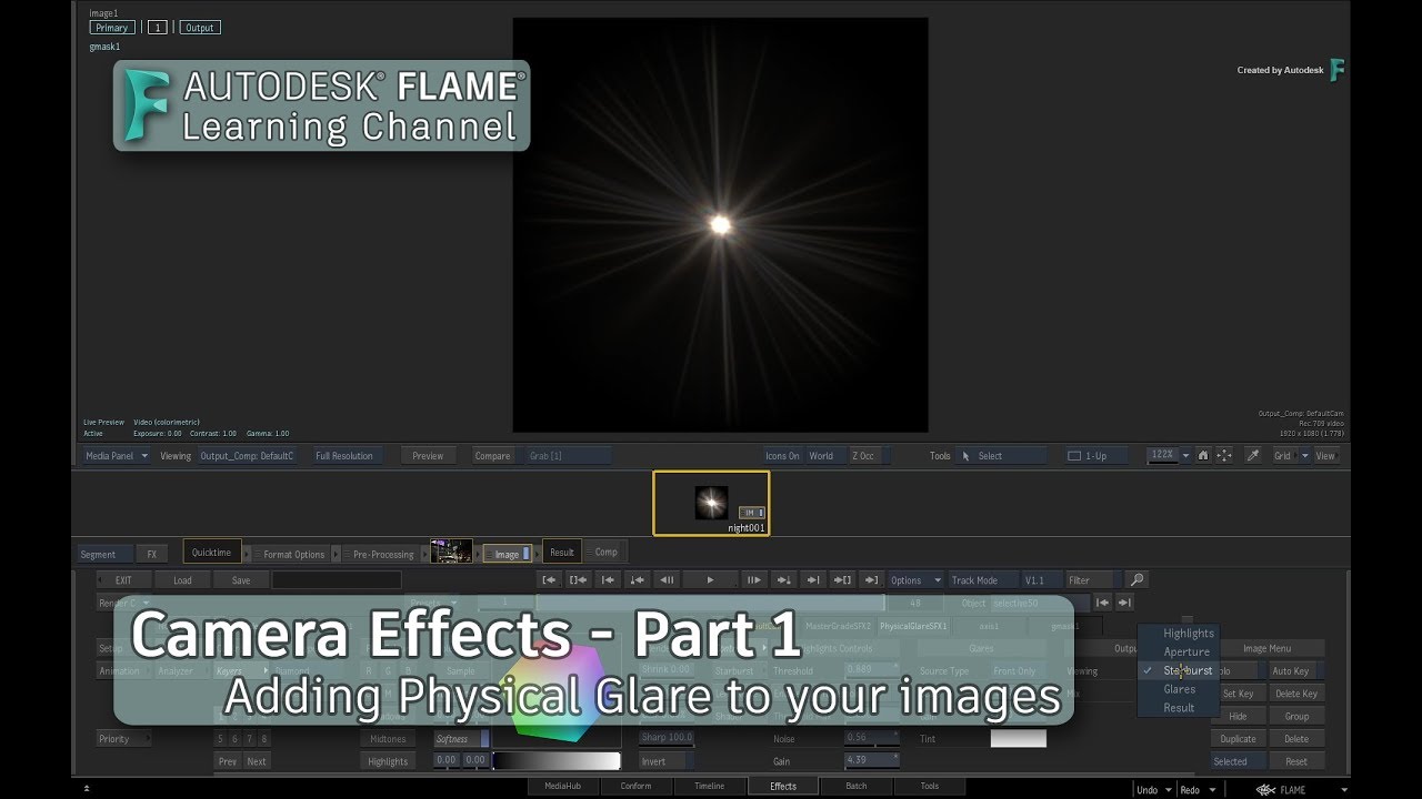 Camera Effects - Part 1 - Adding Physical Glare - Flame 2019 - YouTube
