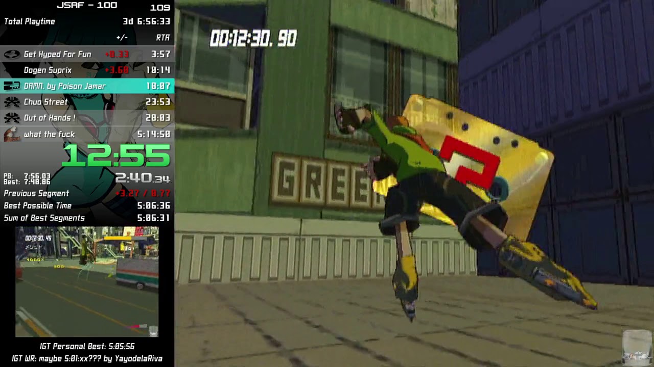 JSRF: 100% speedrun in 5:03:31 - YouTube