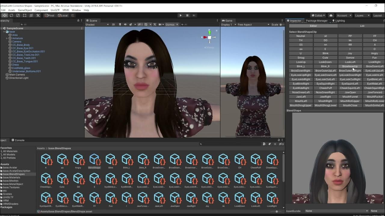 Adjusting blendshapes on a cc3 character in unity - YouTube