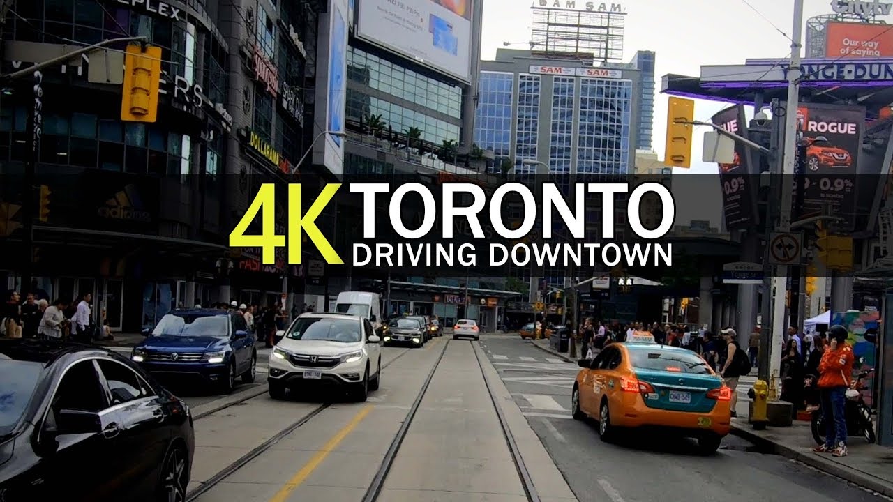 Toronto 4K - Driving Downtown - Ontario, Canada CN Tower, University of ...