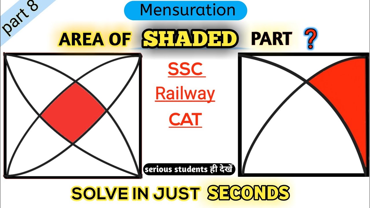 Mensuration Square part 8 ( Area of shaded region in square) solve in ...