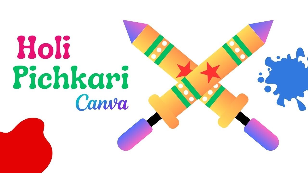 Create a Colorful Holi Pichkari in Canva । Drawing Tutorial - YouTube