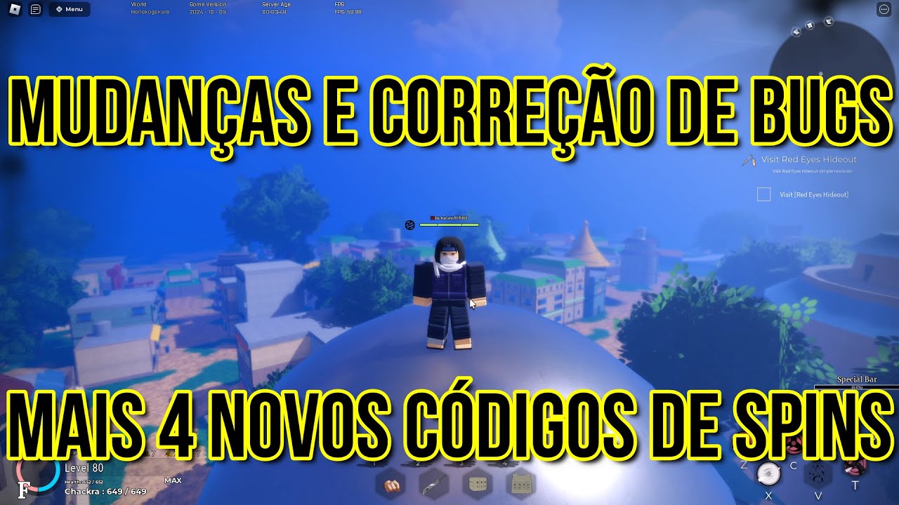 UPDATE DE MELHORIAS E CORREÇÃO DE BUGS E MAIS 4 CÓDIGOS DE SPINS NOVOS ...