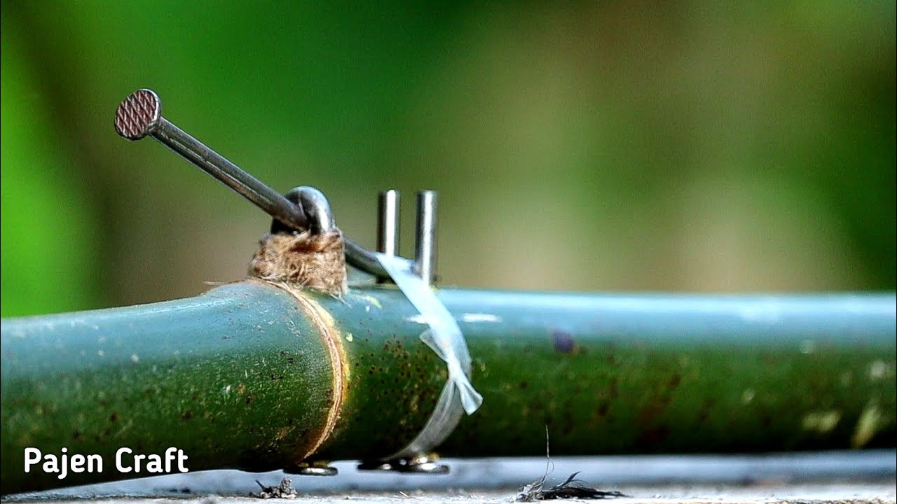 How To Make Powerful Bamboo Slingshot With Nails Trigger - Nail ...