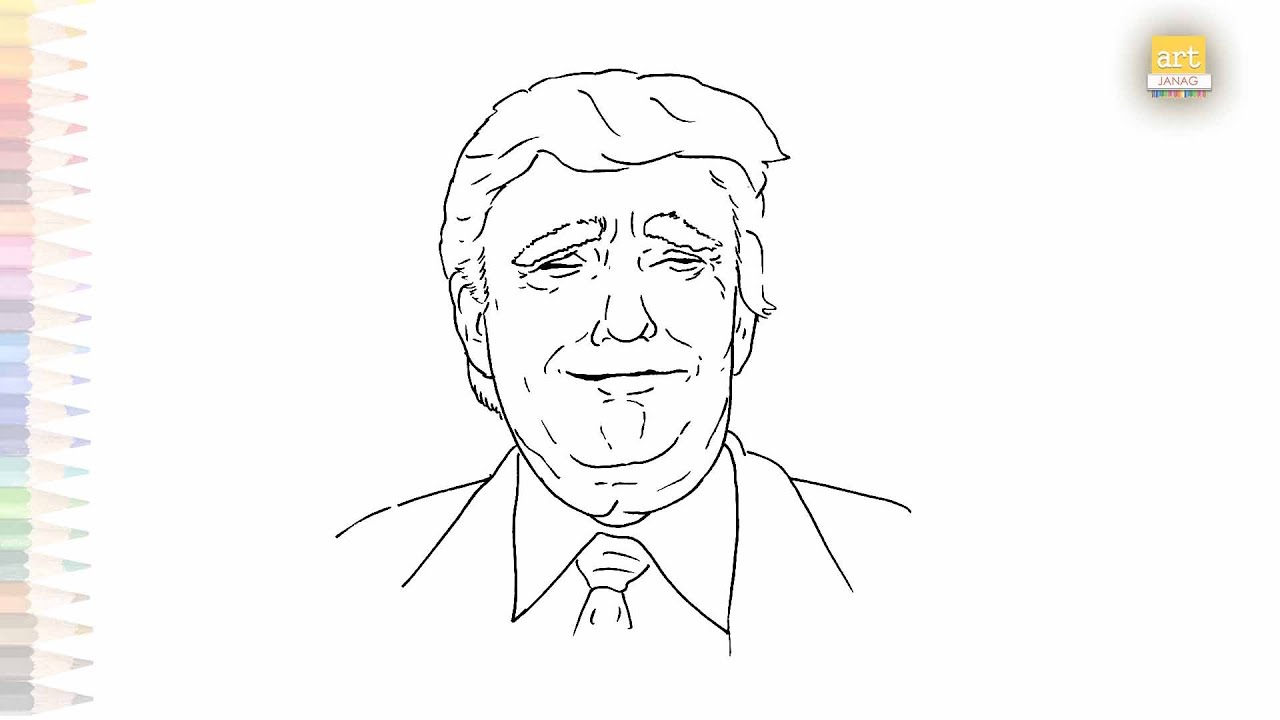 Donald Trump drawing easy | Face sketches easy | How to draw Donald ...