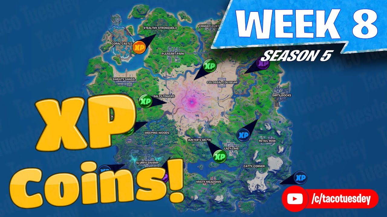 Week 8 XP Coin Locations!! (Free downloadable hi-res Map) 🌕 Fortnite ...