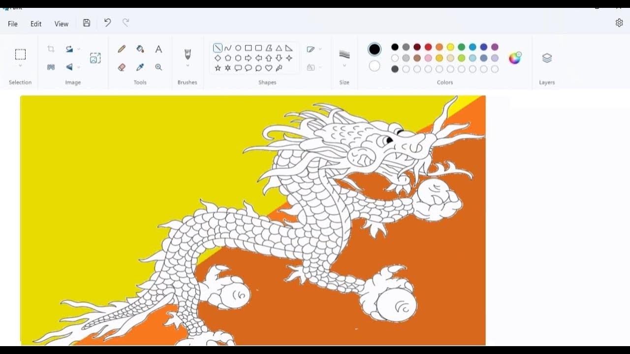 🔴How To Draw Bhutan Flag in MS Paint - YouTube