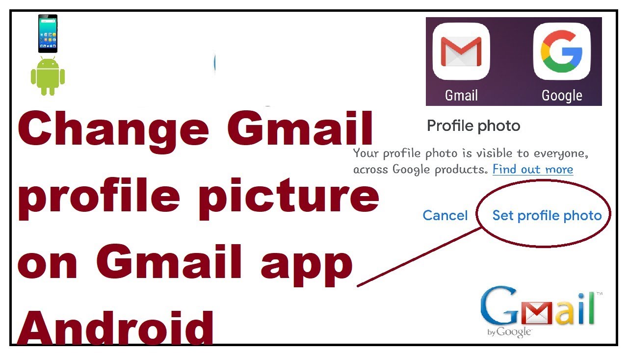 How to Change Gmail Google profile picture on Gmail app Android - YouTube