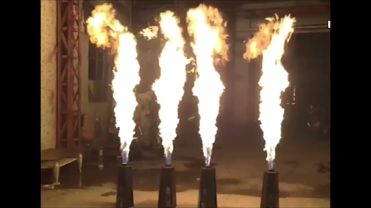 LPG Flame machine 6 cornor DMX control - YouTube