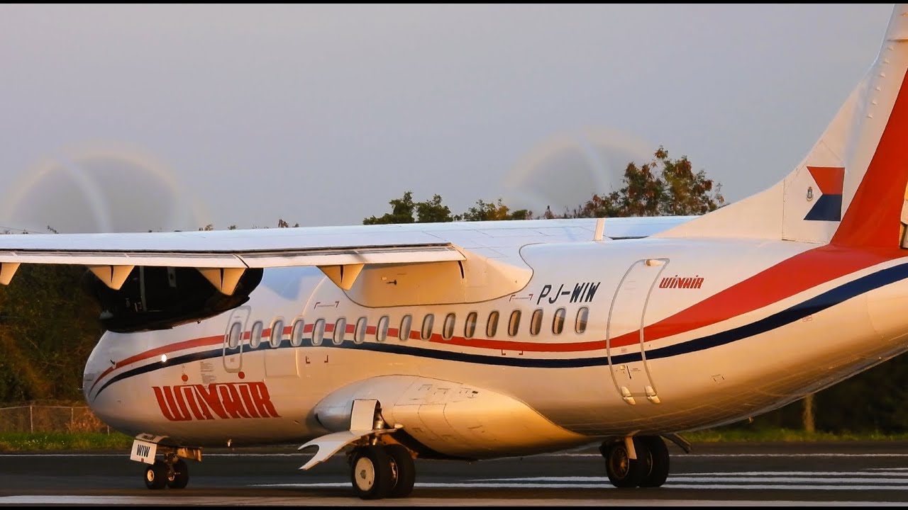[4K] V.C Bird Int'l Airport (ANU/TAPA) - WINAIR ATR 42-500 Backtrack ...