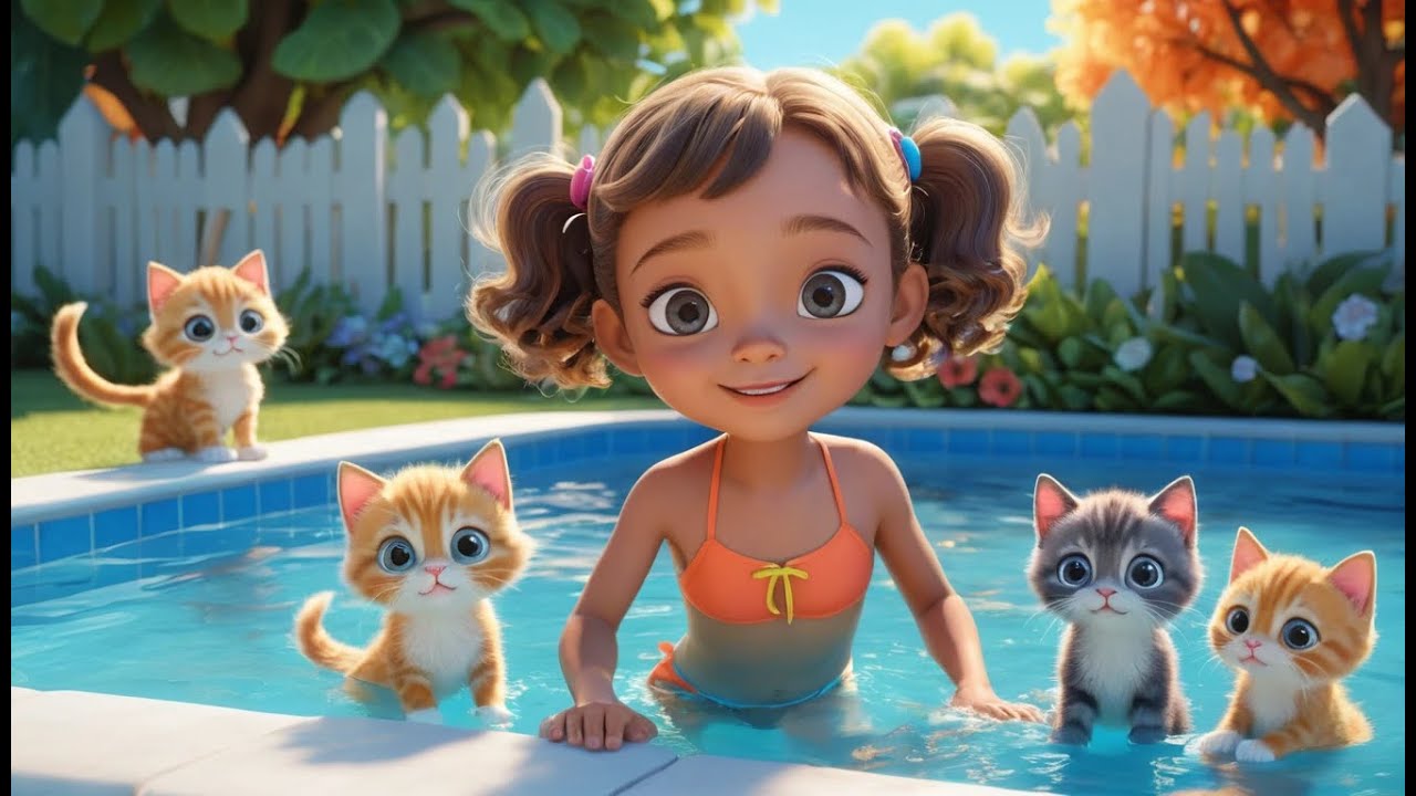 Six Little Kittens Jumping in the Pool | Fun Kitten Song for Kids ...