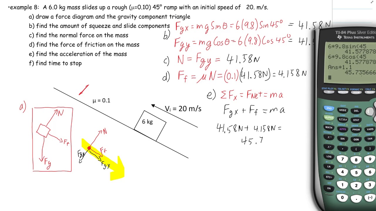 Physics 12 - Ch3.1 Forces - lesson 5c Incline plane example #8 - YouTube
