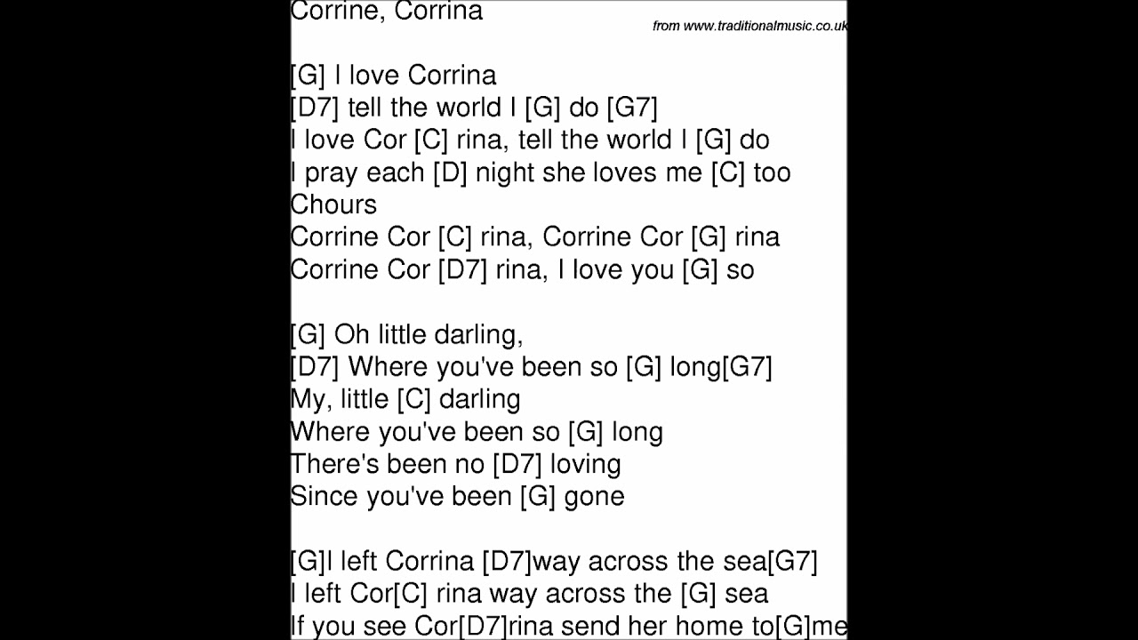 (cover)Corina Corina, chords & lyrics - YouTube