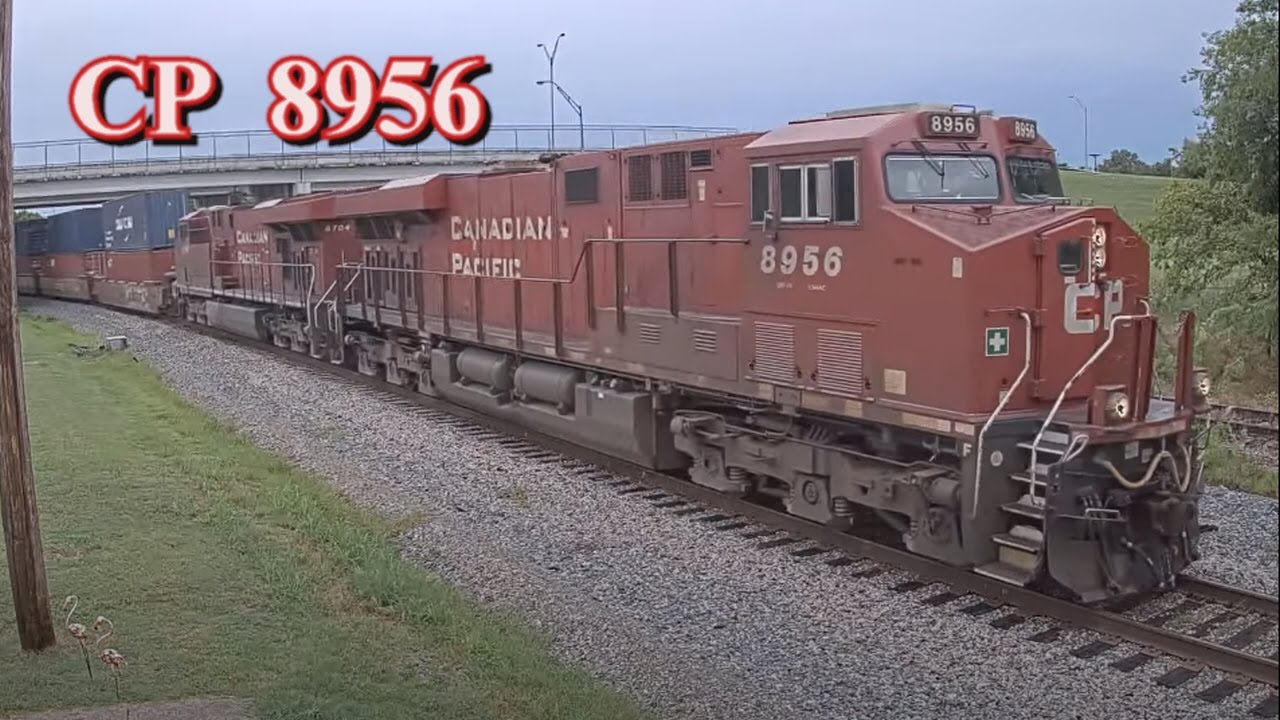 CP 8956 & CP 8704 Lead CPKC Train past Live Cam July 11 2023 - YouTube