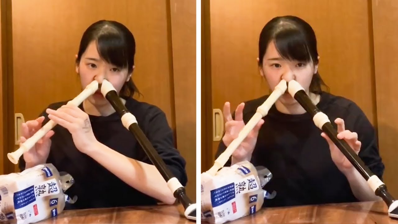 This Japanese Woman Plays Two Recorders Through Her Nostrils And It's ...