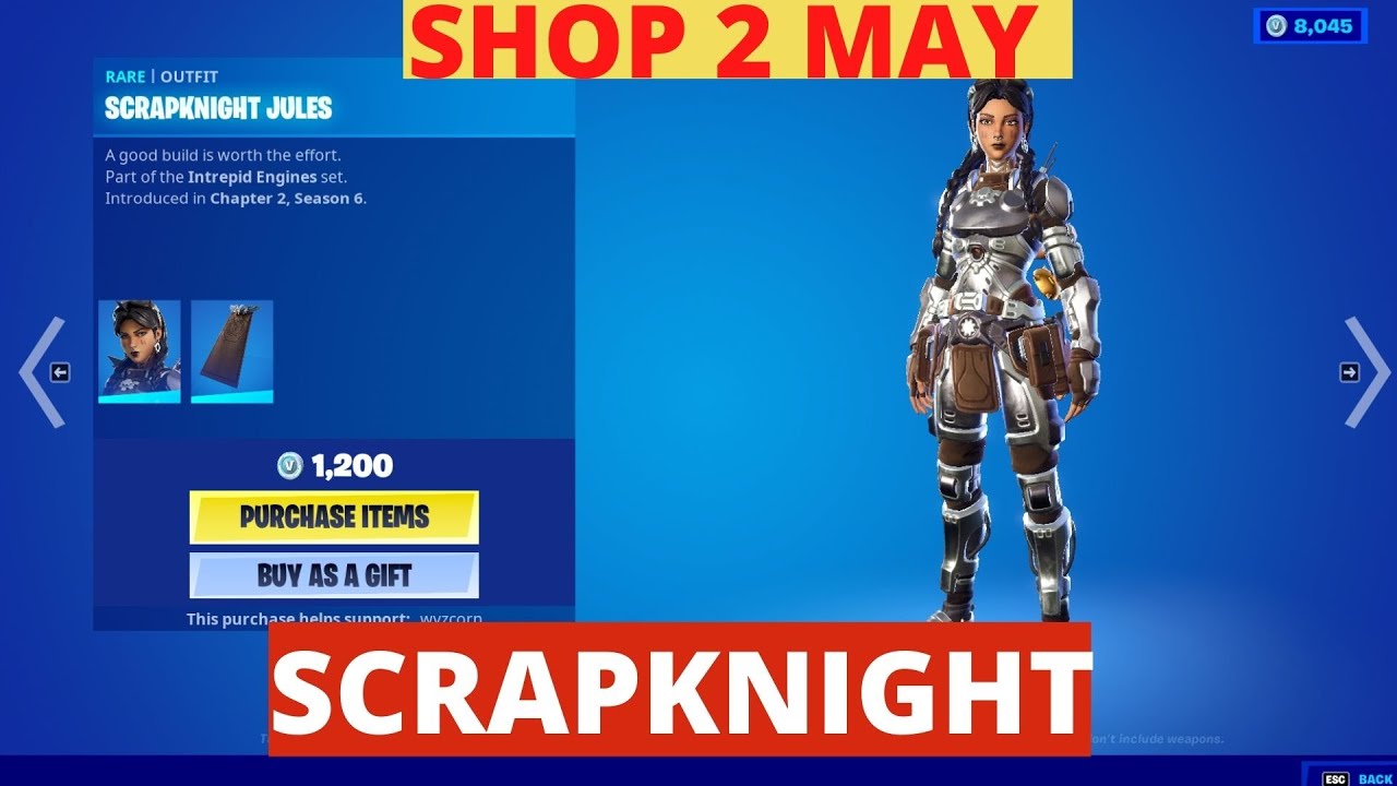 *NEW* SKIN SCRAPKNIGHT JULES FORTNITE BOUTIQUE 2 MAI FORTNITE BATTLE ...