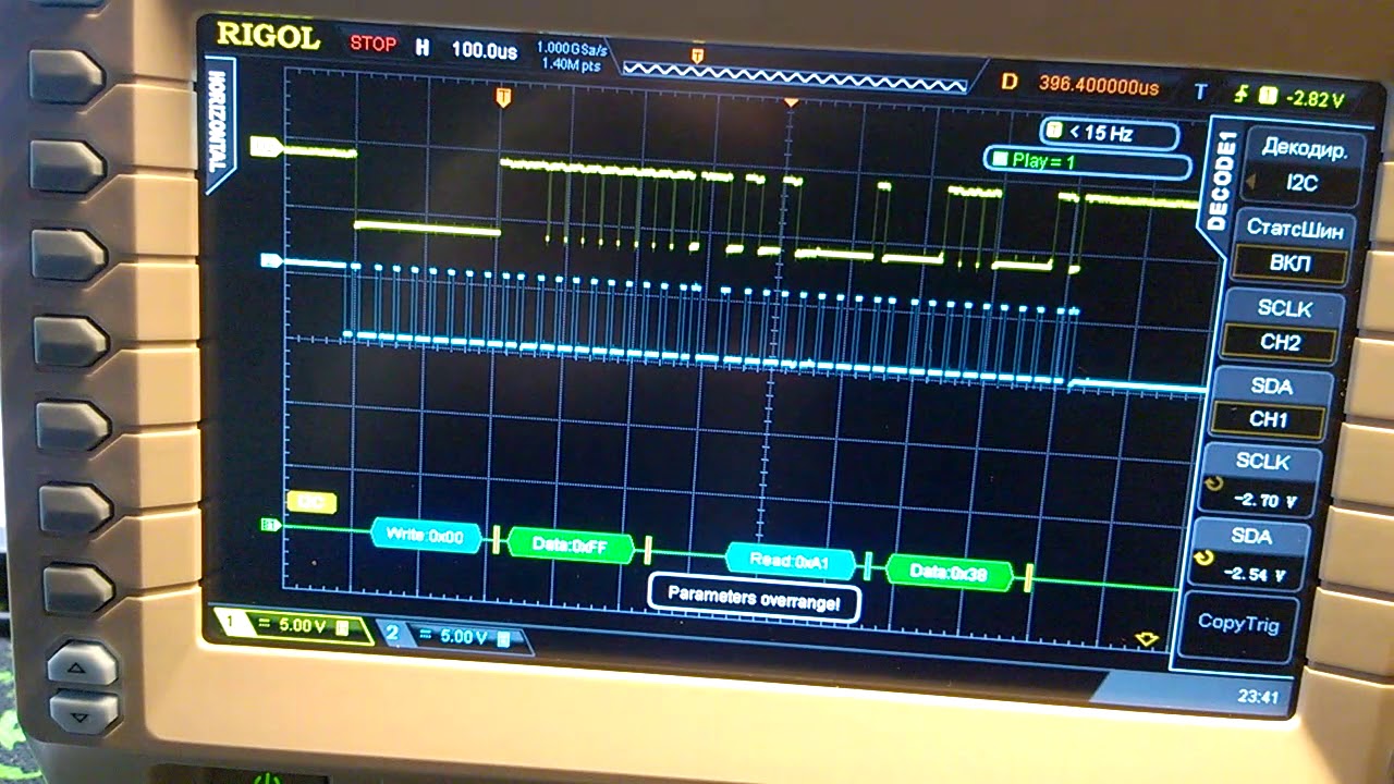 I try to write long I2C sequence in the oscilloscope - YouTube