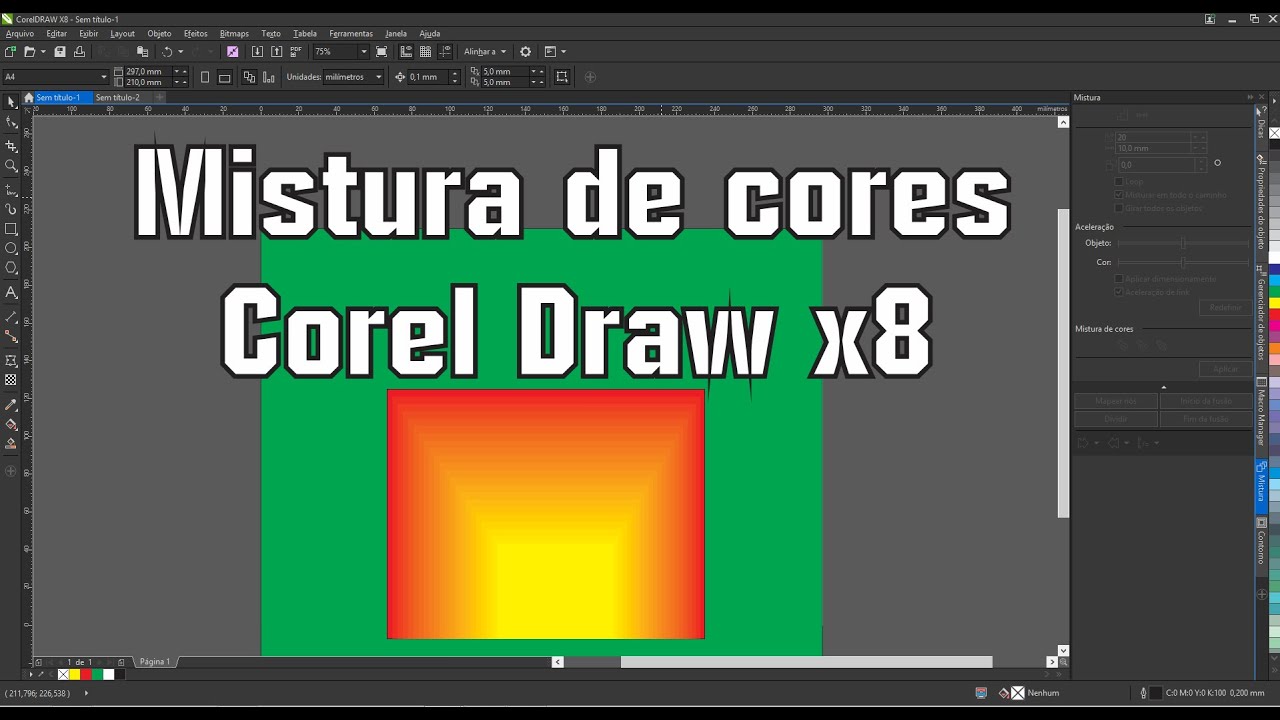 Corel Draw x8 Como usar a ferramenta mistura de cores - YouTube