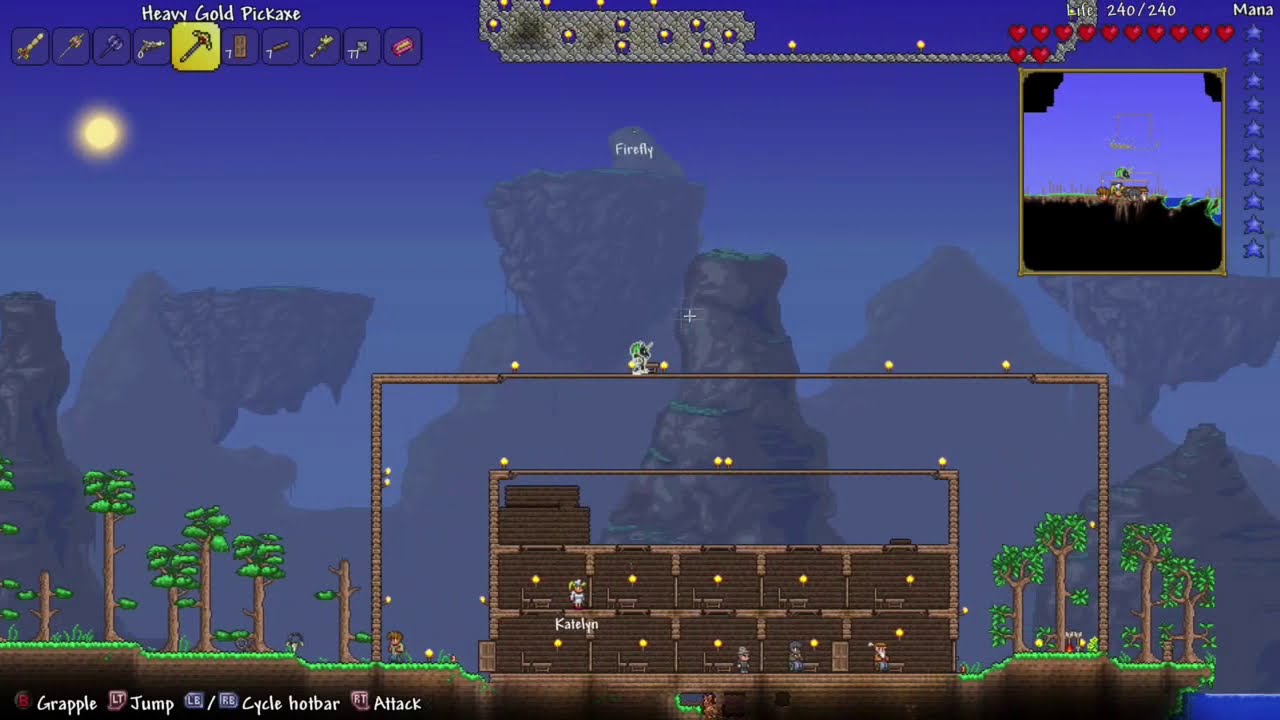 Terraria,building a floating castle - YouTube