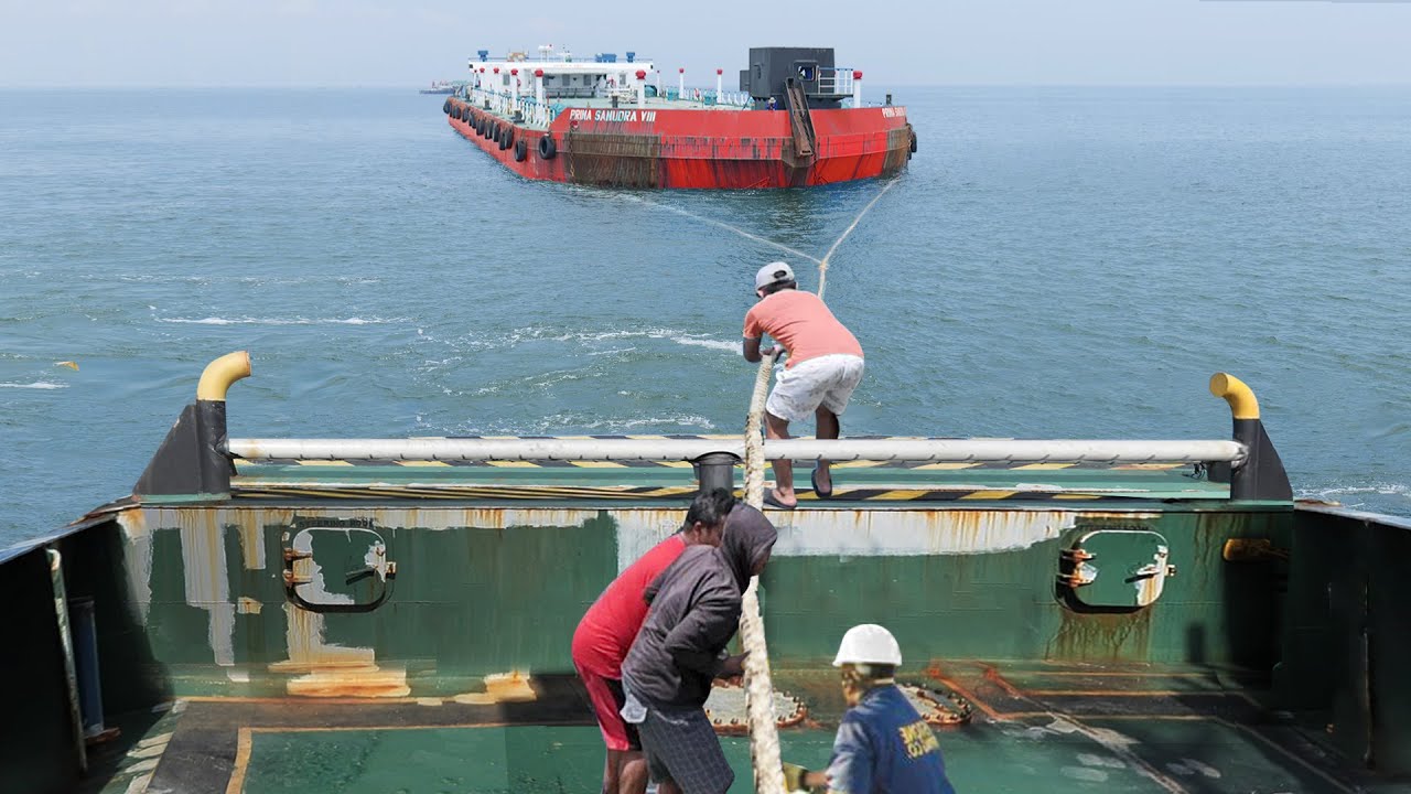 One Day Inside Tugboat Pulling Giant Barge - YouTube