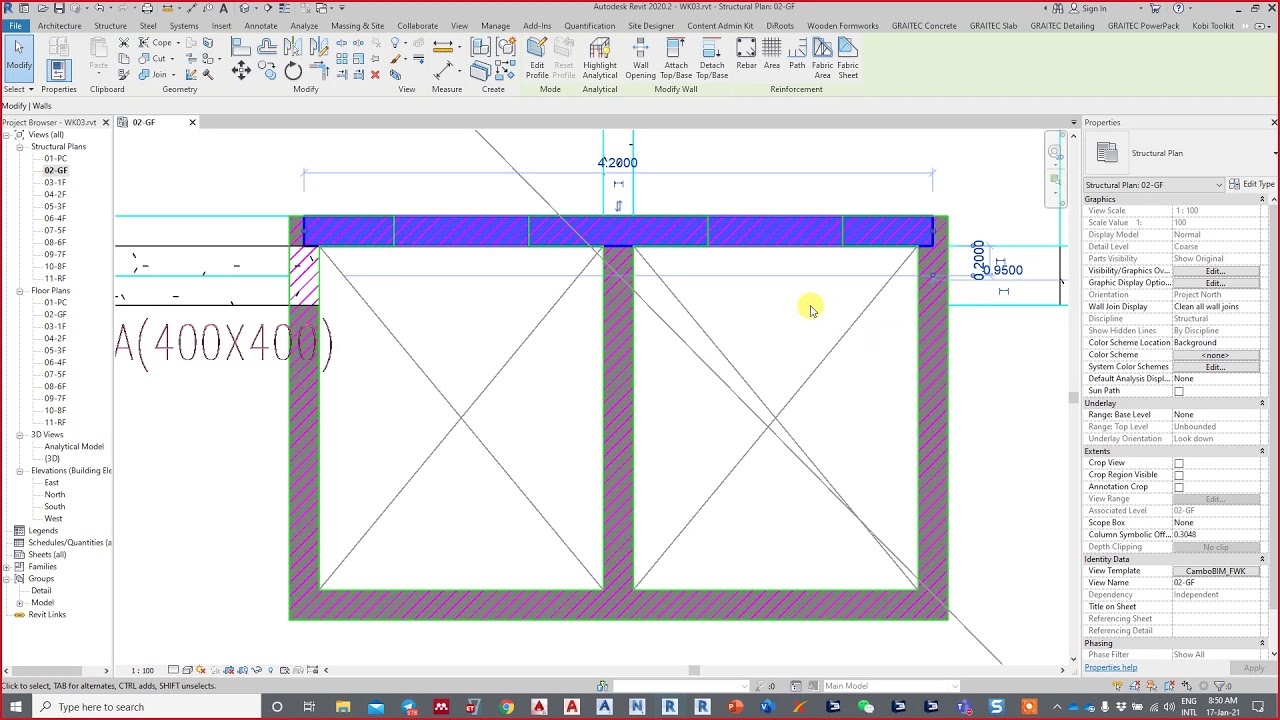12-Modeling Core Wall, Shear Wall or Retaining Wall, Setup 3D Template ...