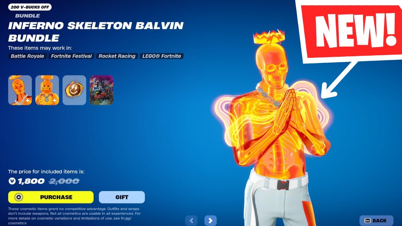 FORTNITE *New* INFERNO SKELETON BALVIN Bundle in Item Shop Today 19th ...