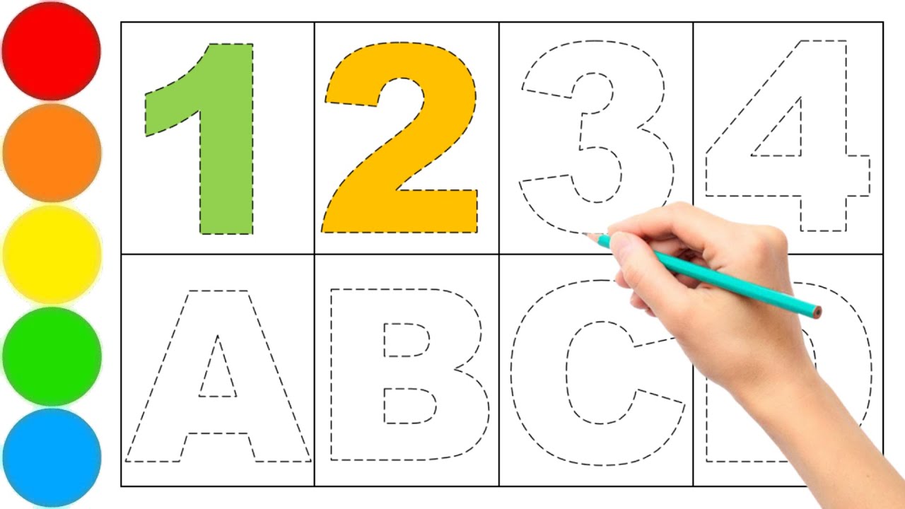 Let's Learn to Draw 1234 & ABCD for Kids | 1234 learning for kids ...