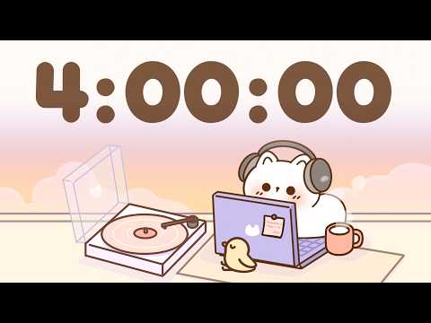 4 Hour Timer 🐱 4 Hr Study Timer for Classroom Focus