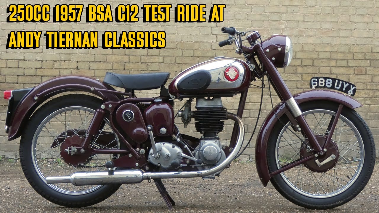 1957 BSA C12 250cc at Andy Tiernan Classics #09471BSA - YouTube