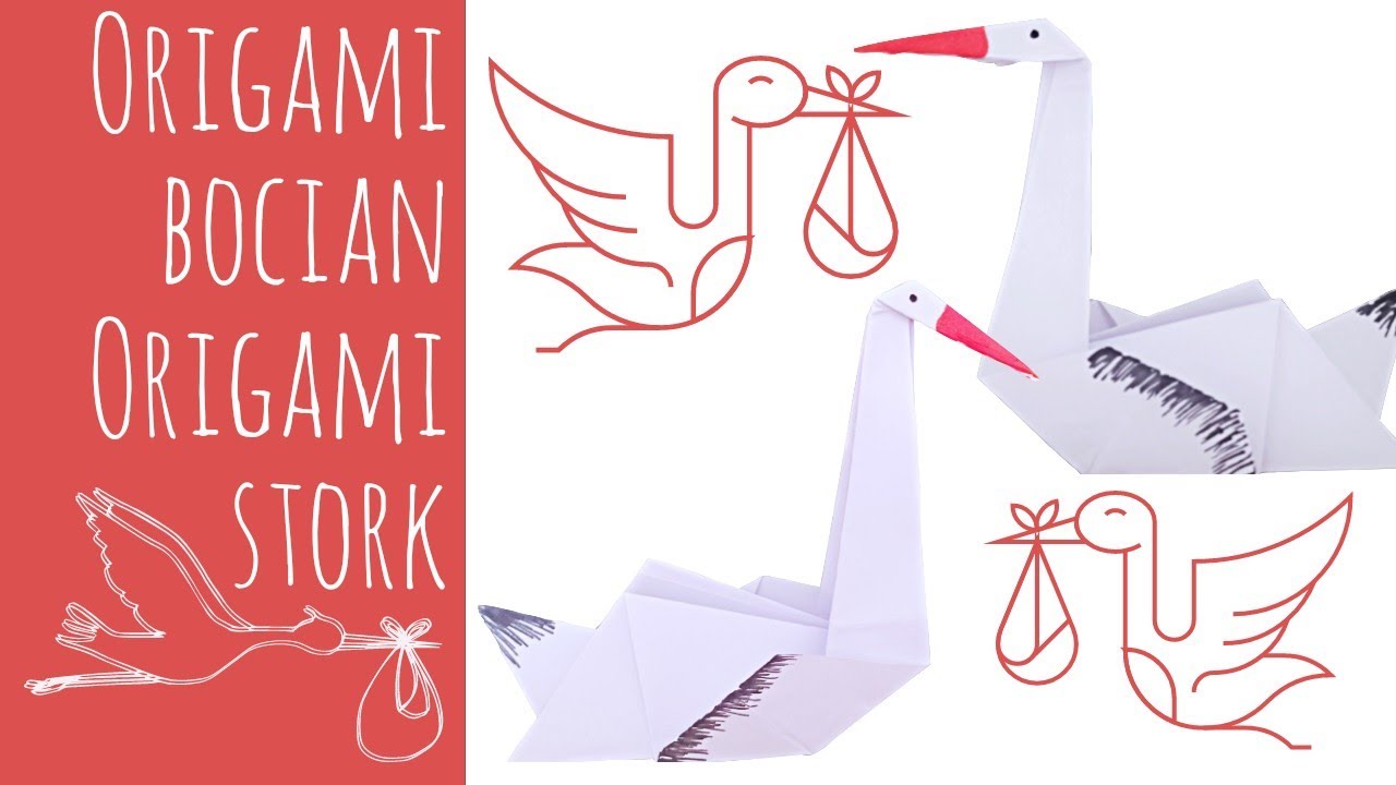Origami bocian/ Origami stork - YouTube