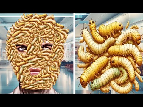 ASMR removes maggots & worm on face - ASMR trypophobia deep treatment animation - YouTube