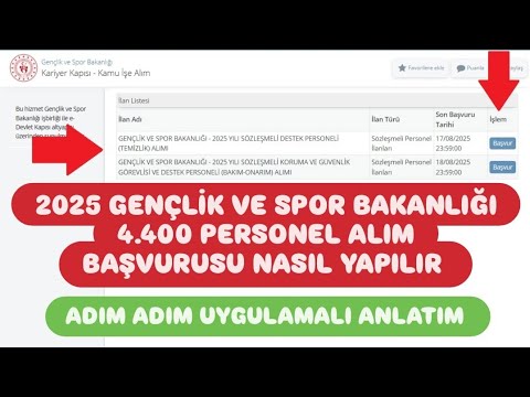 2025 GSB PERSONEL ALIM BAŞVURUSU NASIL YAPILIR - GENÇLİK SPOR BAKANLIĞI 4.400 PERSONEL ALIMI