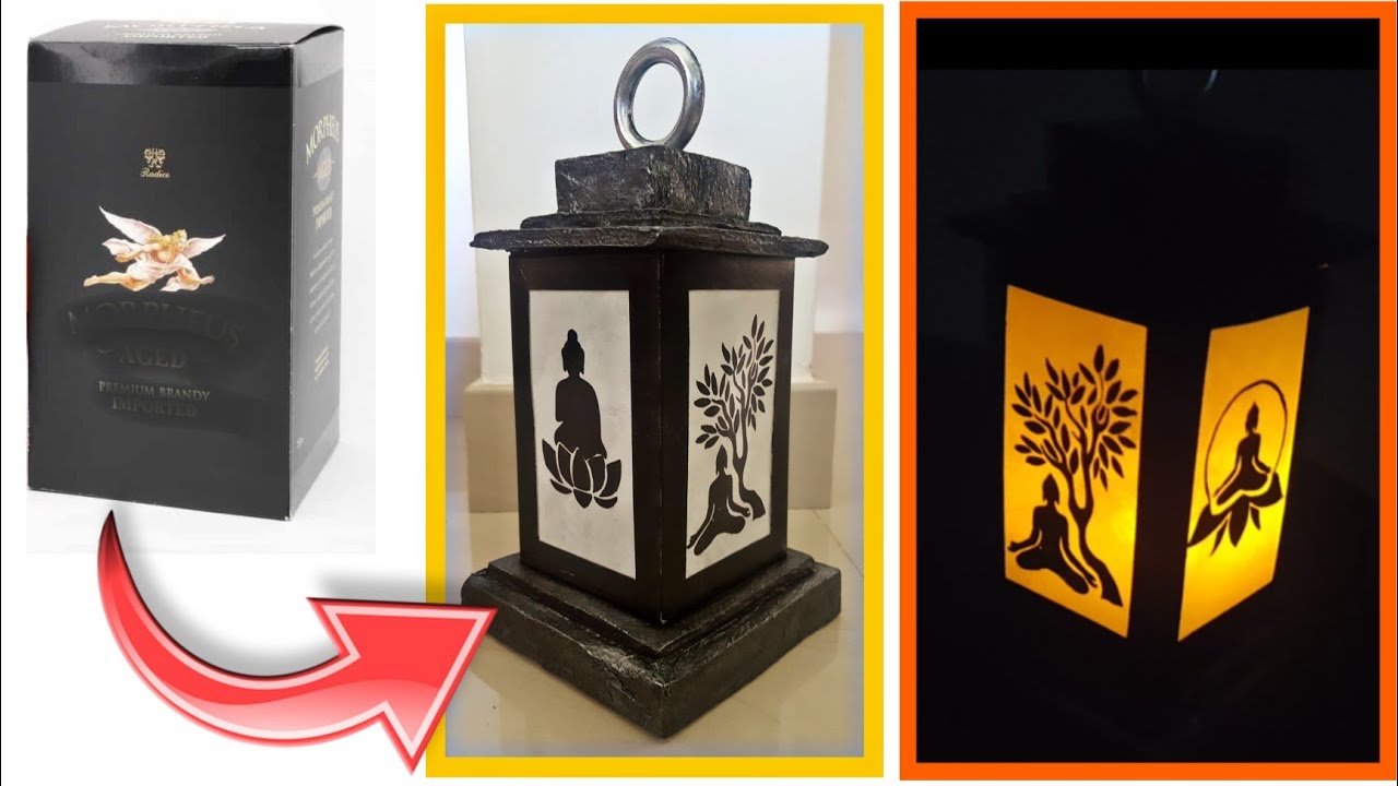 How to make a lampshade | cardboard box lampshade | diy lampshade - YouTube
