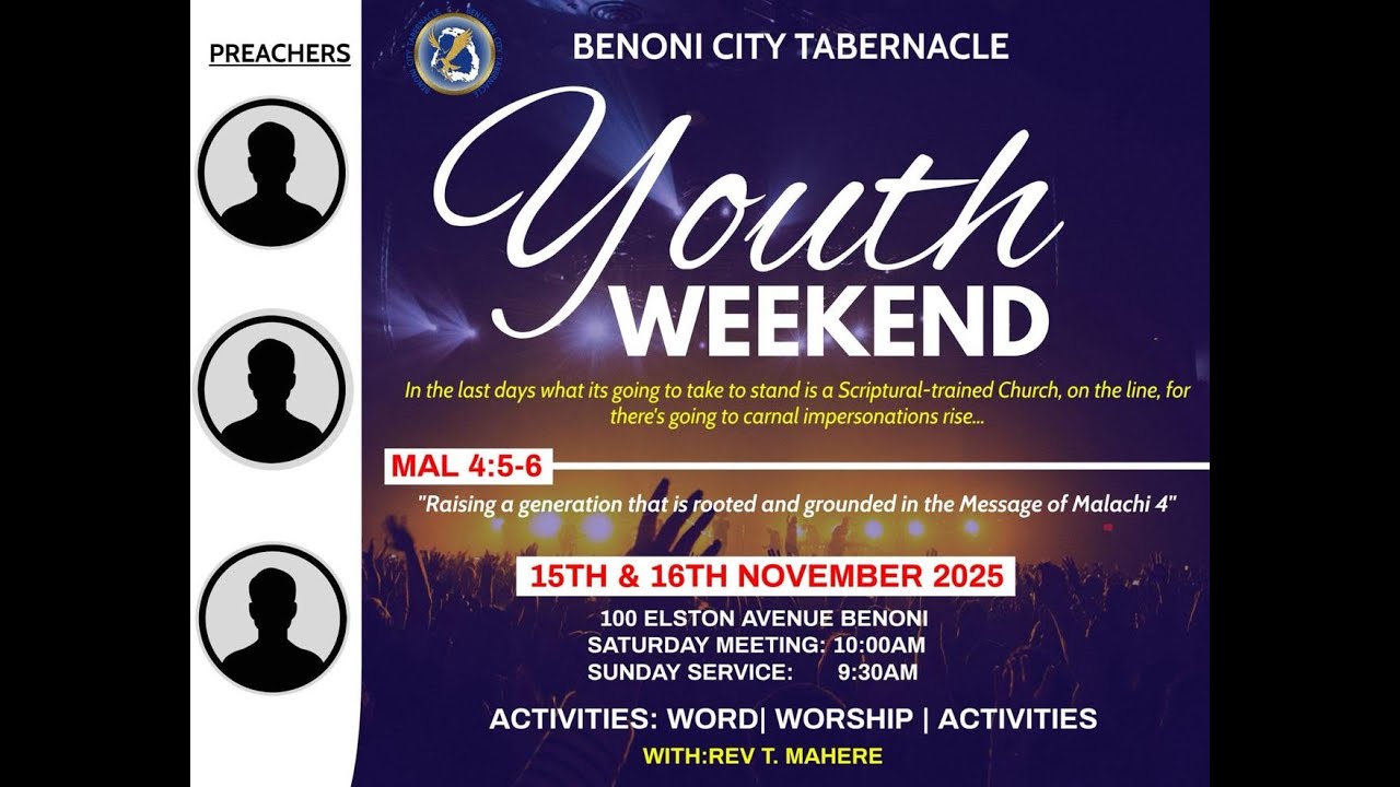 Youth Weekend Sunday Afternoon Service - Rev T. Mahere - YouTube
