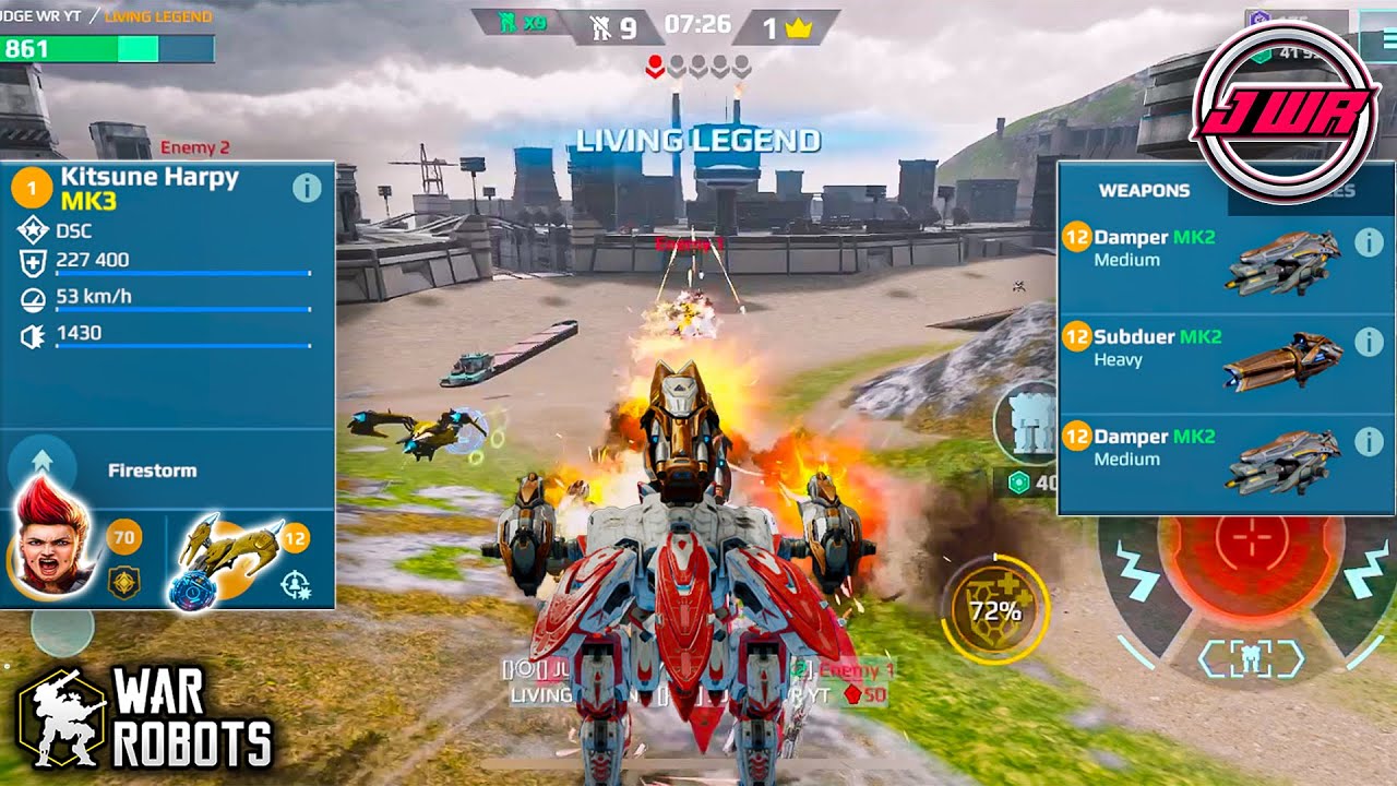 Kitsune harpy with new subduer damper gameplay war robots Update 9.7 # ...