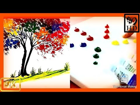 Colorful🎨 Rainbow🌈 Tree🌳 Time Lapse - Acrylic Painting Beautiful ...