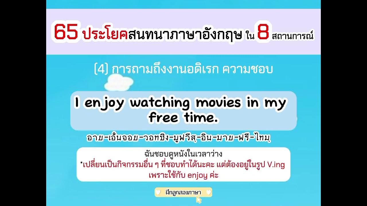 65 บทสนทนาภาษาอังกฤษใน 8 สถานการณ์ เรียนภาษาอังกฤษ สอนลูกพูดอังกฤษ
