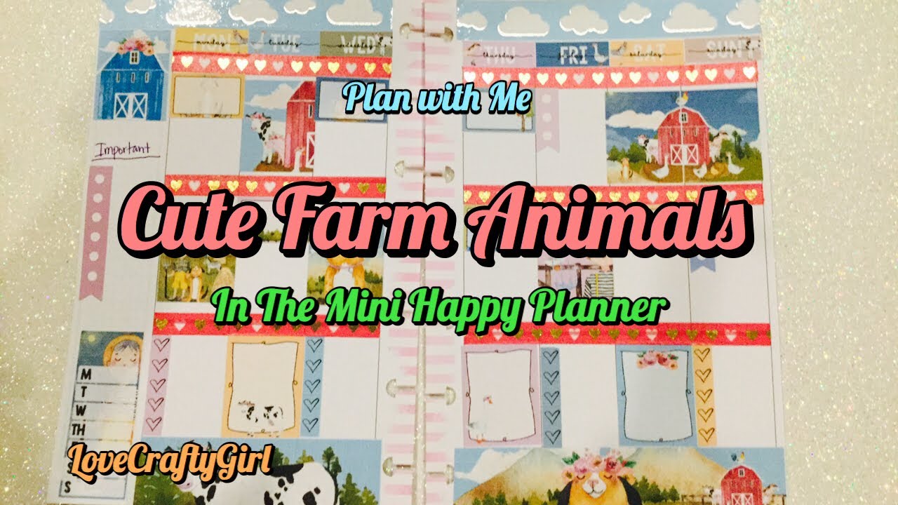 Plan with Me: Cute Farm Animals in Mini Happy Planner - YouTube