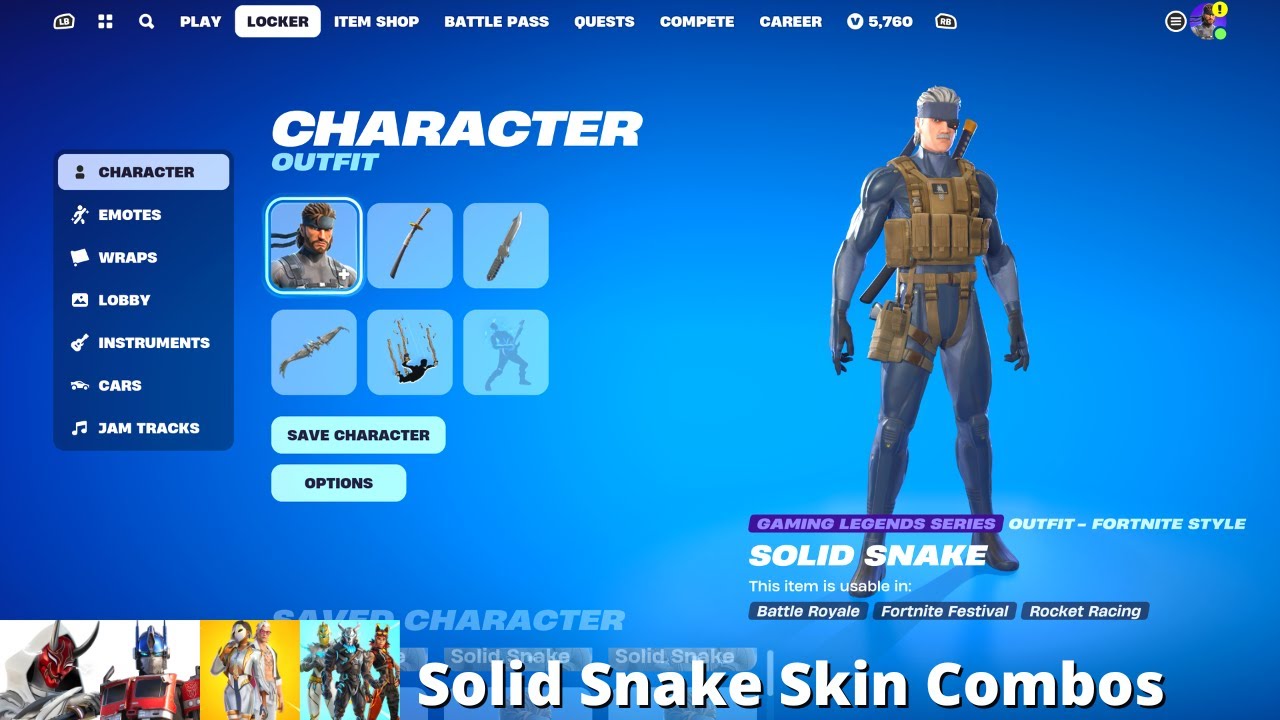 Solid Snake Skin Combos (Fortnite Battle Royale) - YouTube