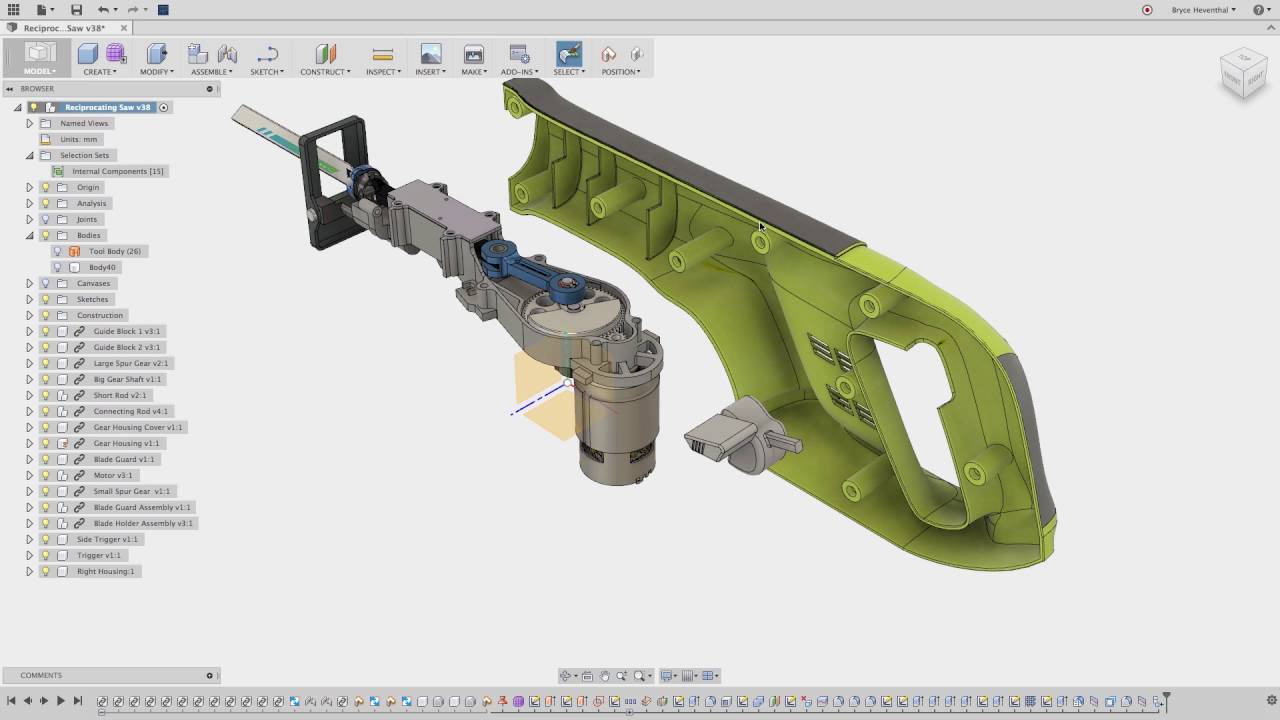 Fusion 360 - Reciprocating Saw Demo - YouTube