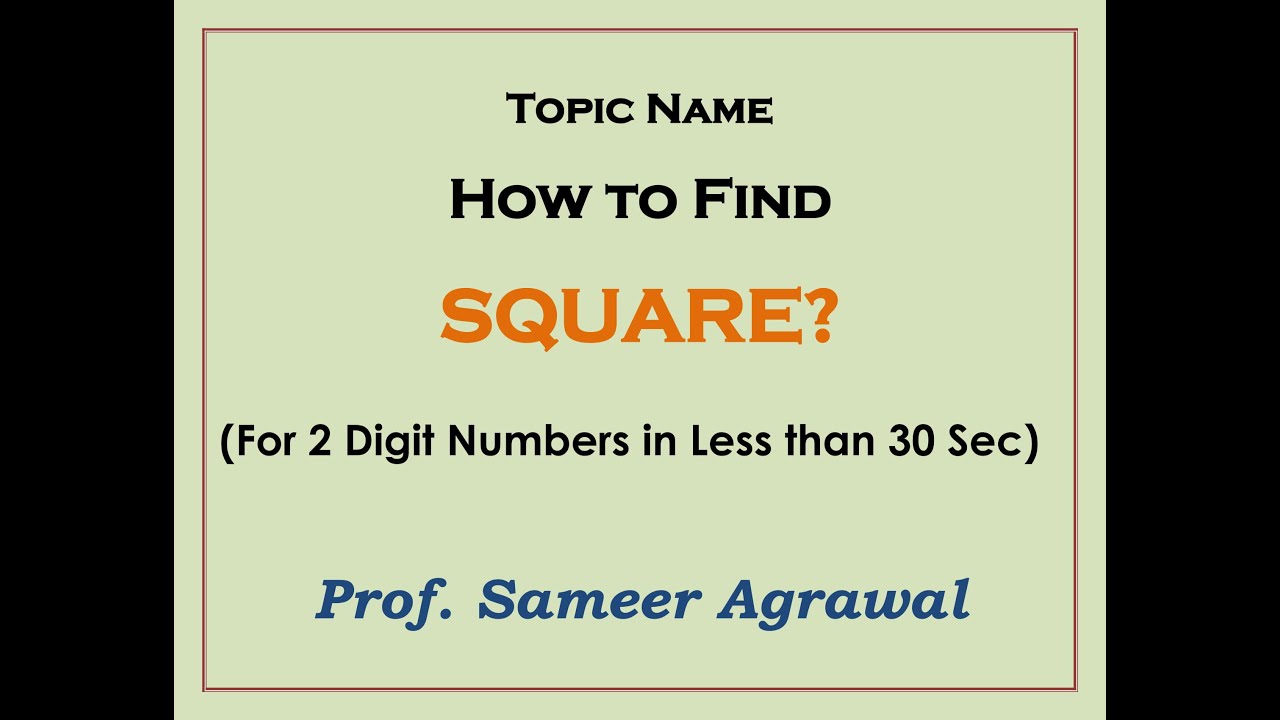 SQUARE of 2 digit Number in less than 5 sec. | Vedic Maths - YouTube