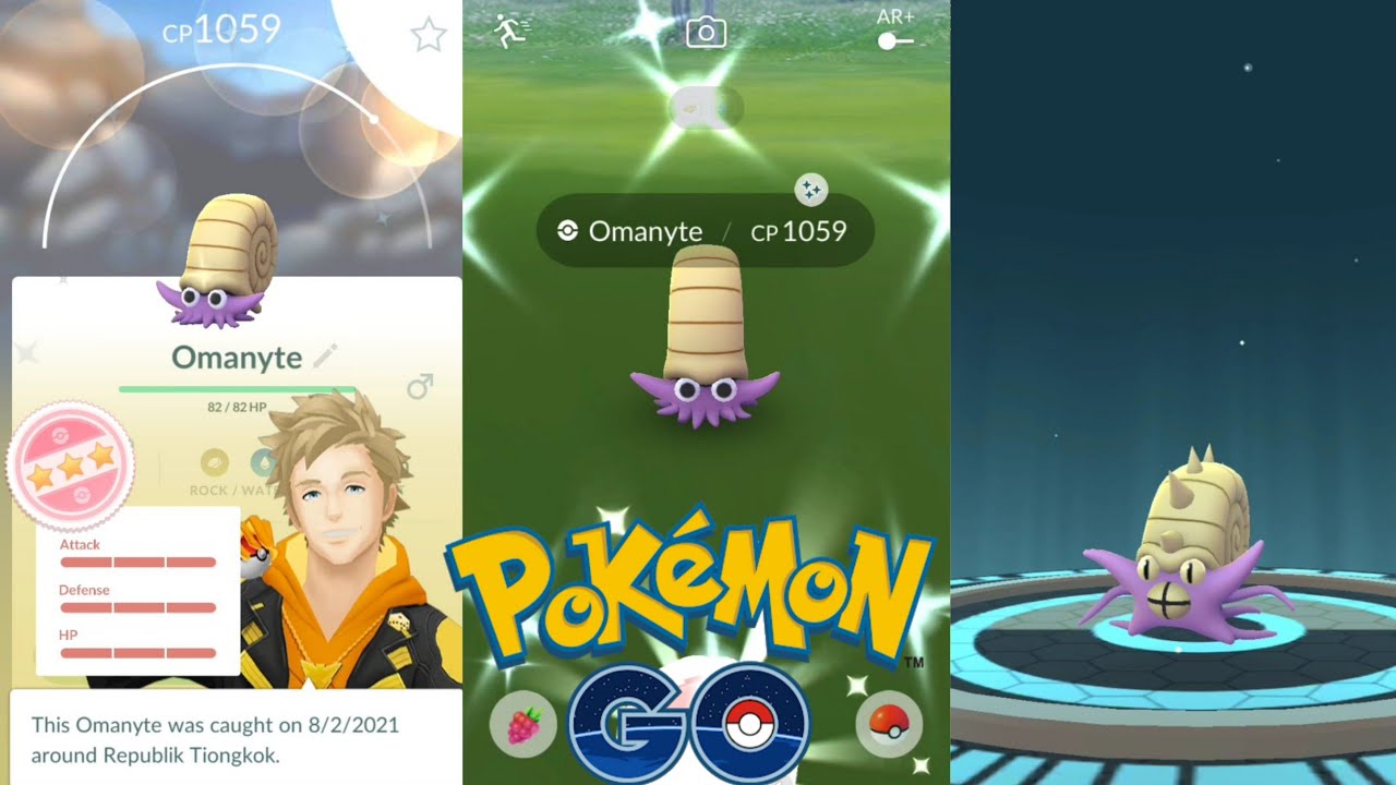 shiny omanyte pokemon go _to evolve omastar(shundo iv100)🤩 - YouTube