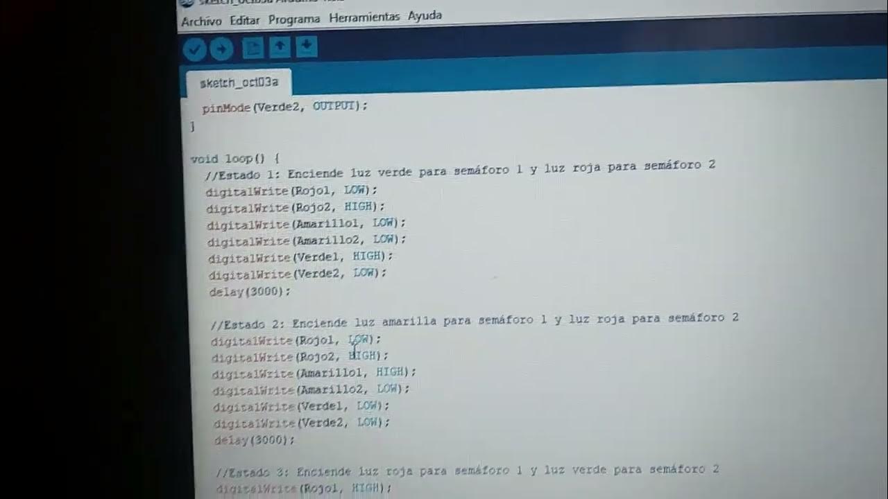 Simulación de semaforo con 6 LEDs Programacion Arduino de Sistema Embebido - YouTube