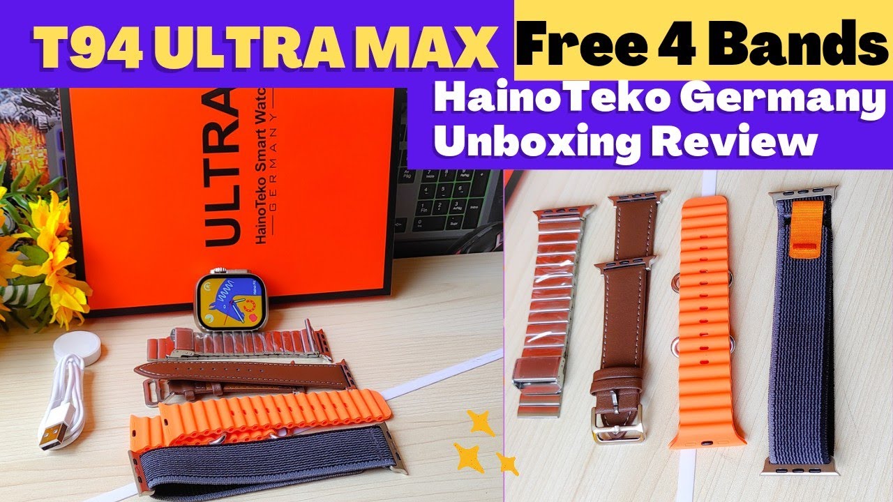 HainoTeko T94 Ultra Max Free 4 Four Bands | 49mm | Wireless Charging| Unboxing Review - YouTube