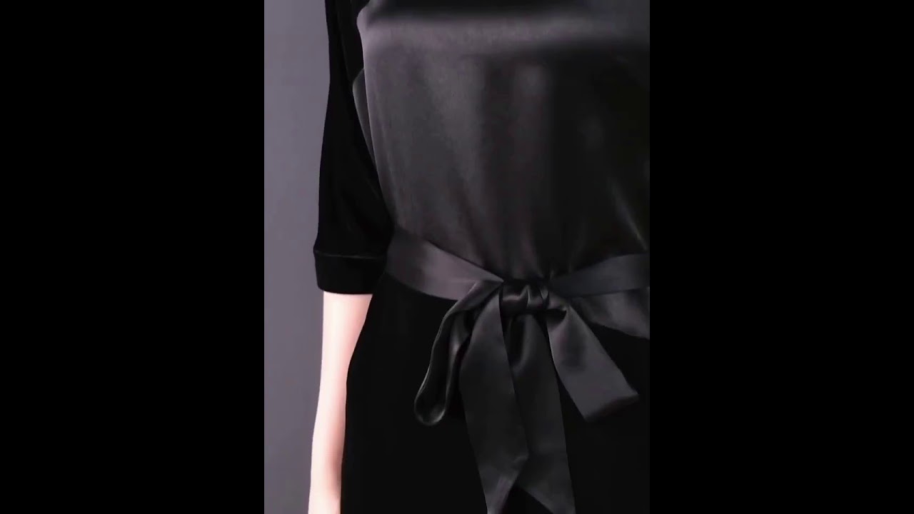 Black Beautiful silk smooth satin dress - YouTube
