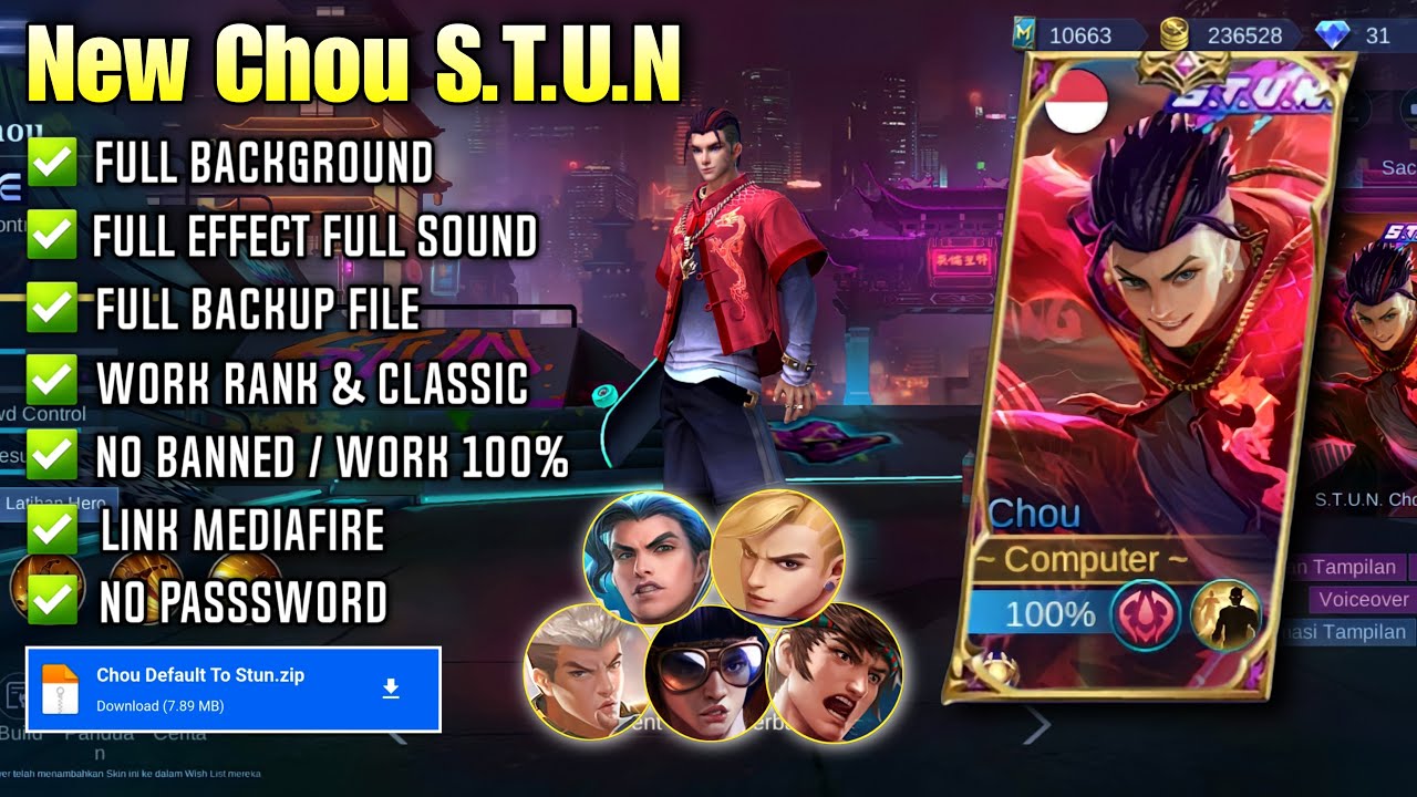 Script Skin Chou STUN • Full effect voice • No passsword • New Pacth ...