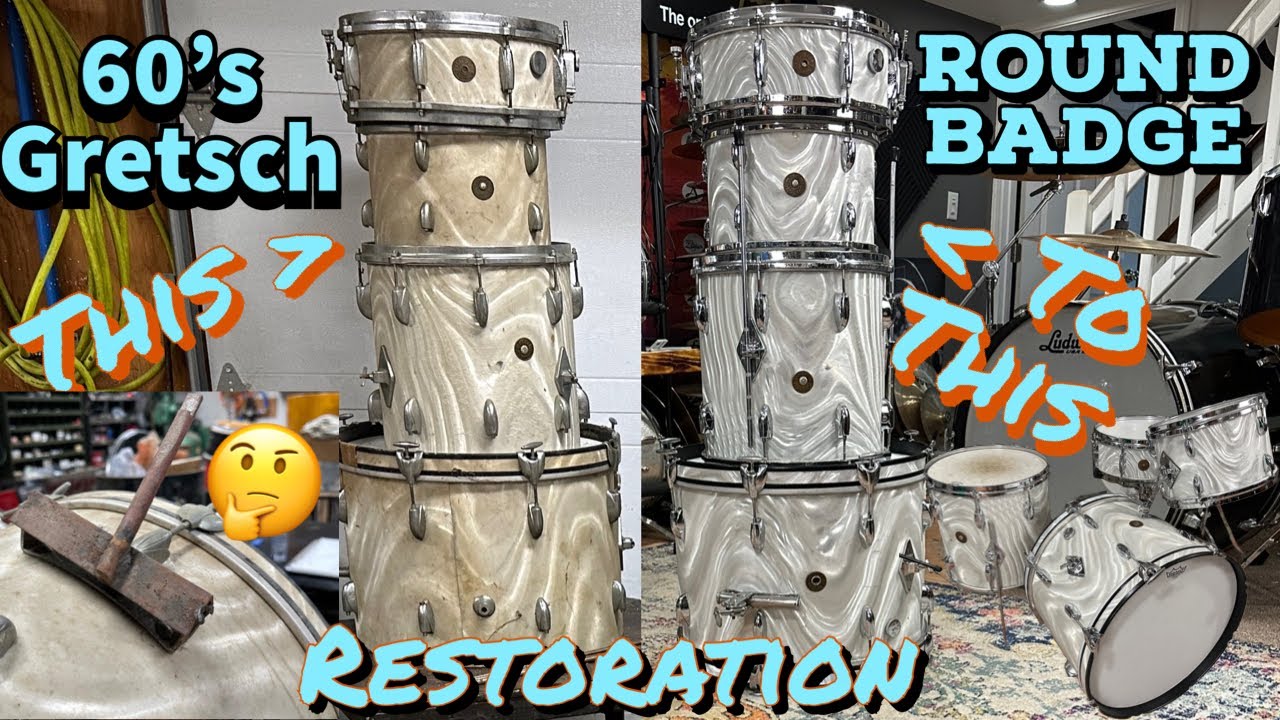 60's Gretsch Round Badge Restoration PT. 2 Finished, Drum Wrap Repair with Sound Sample. - YouTube